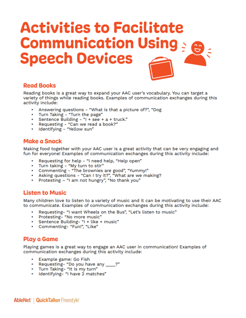 Activities to Facilitate Communication Using AAC - AbleNet | SupportHub